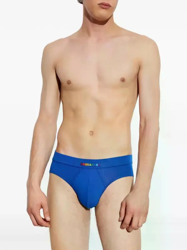 Dsquared2 Be Proud Logo-embroidered Briefs - Blue