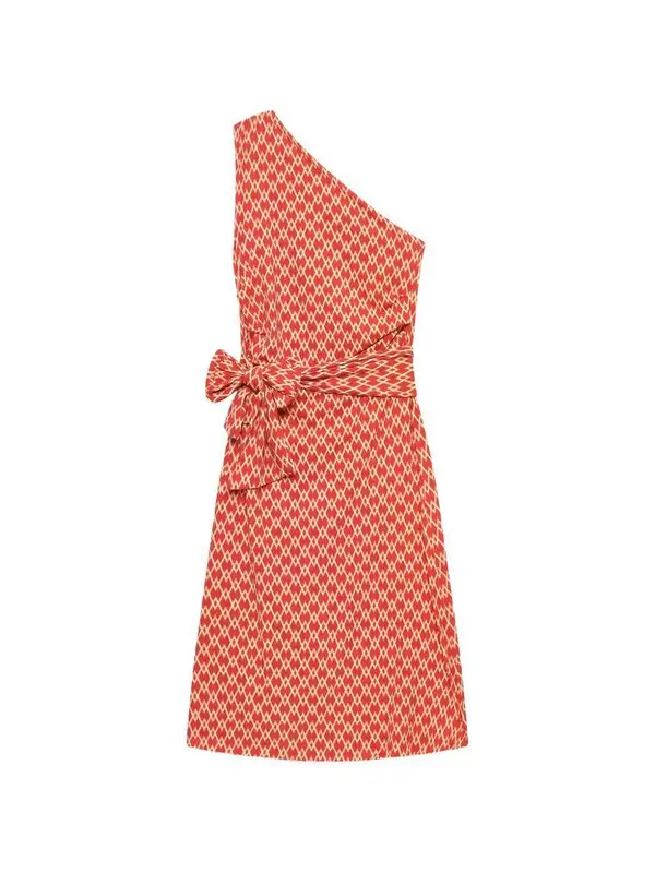 Malìparmi Geometric Print One-shoulder Midi Dress - Red