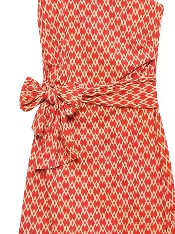 Malìparmi Geometric Print One-shoulder Midi Dress - Red