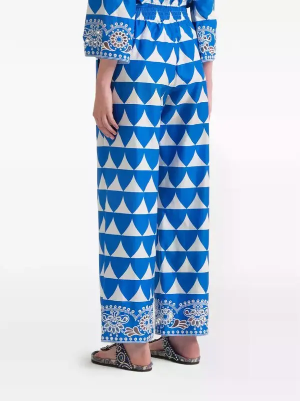Malìparmi Optical Print Embroidered Lace-border Trousers