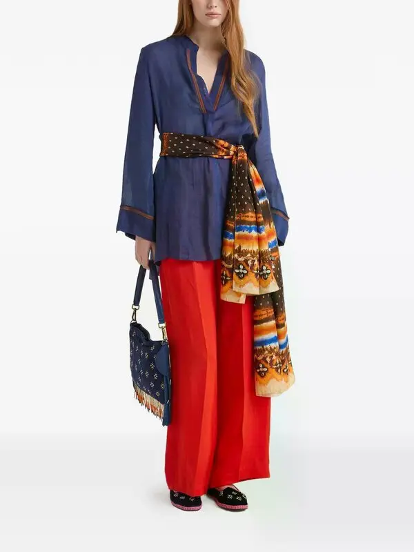 Malìparmi Long Sleeve Shirt With Trim Detail - Blue