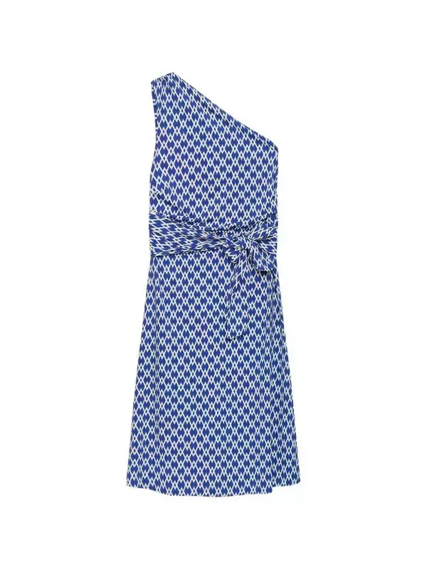 Malìparmi One-shoulder Geometric Midi Dress - Blue