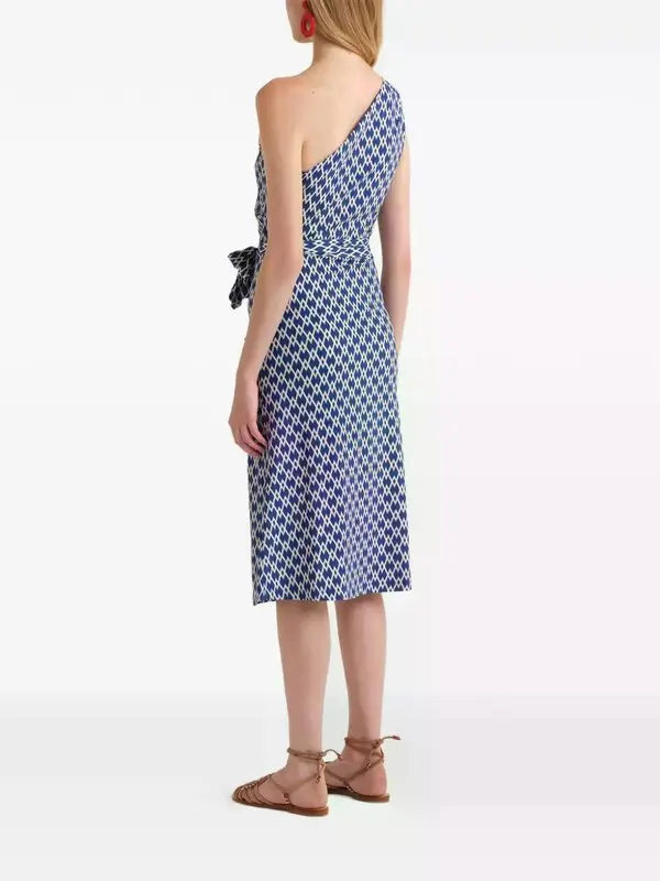 Malìparmi One-shoulder Geometric Midi Dress - Blue
