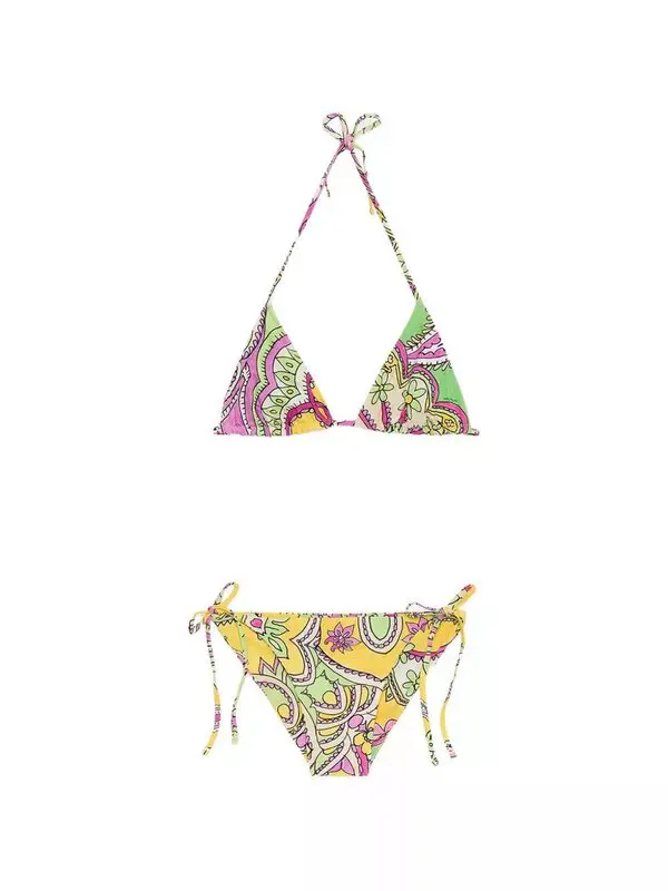 Malìparmi Paisley Print Triangle Bikini Set - Green