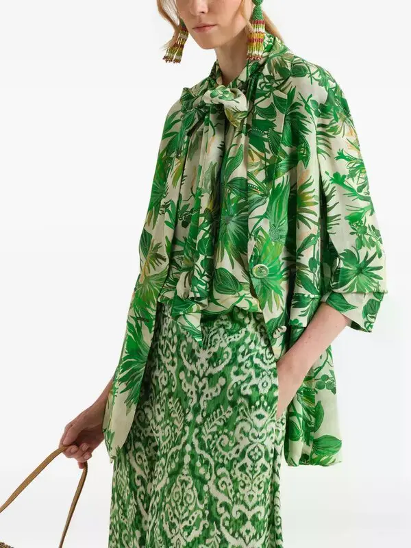 Malìparmi Floral Print Long Sleeve Blazer - Green