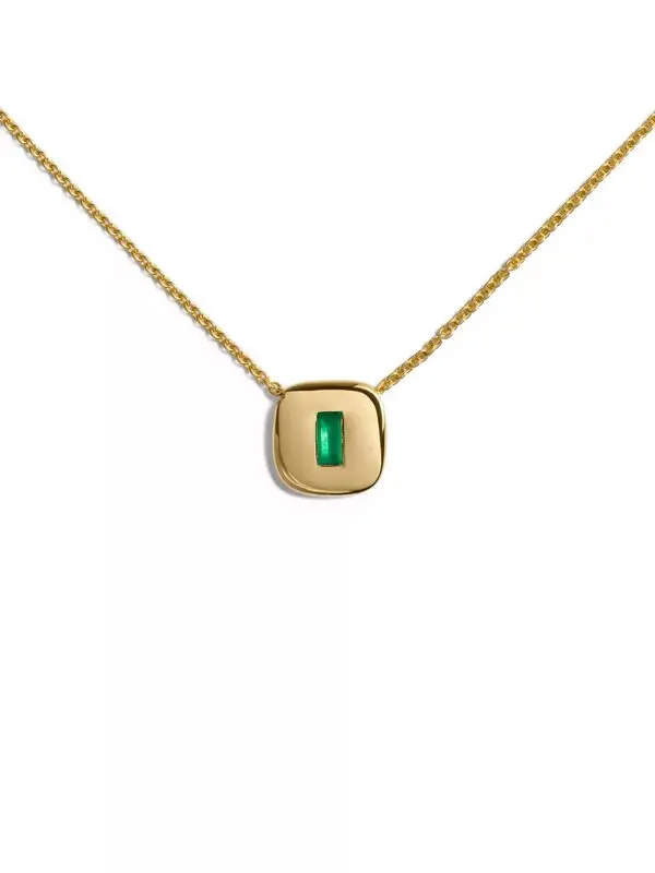 Monica Vinader Tone Green Onyx Baguette Cut Necklace