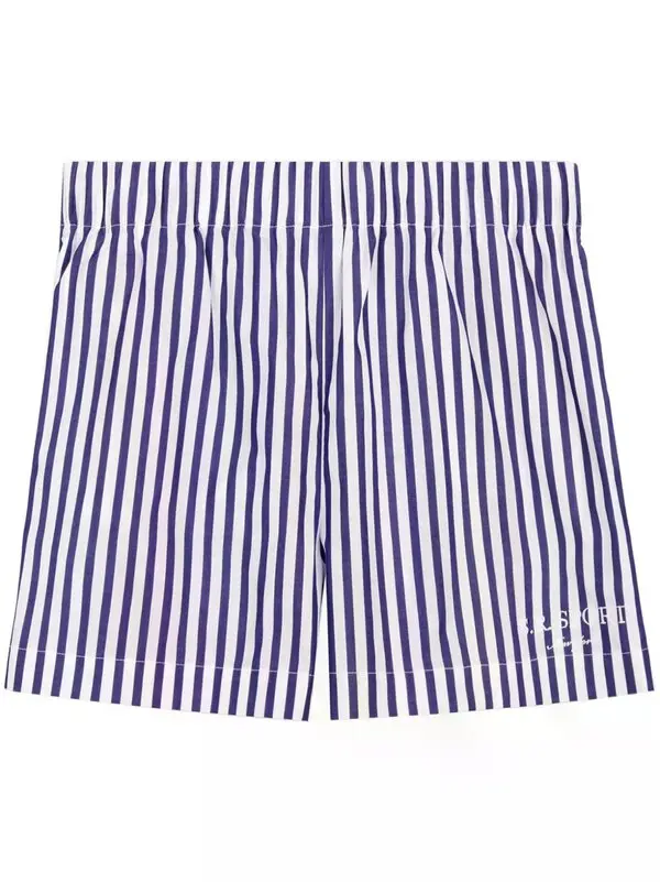 SPORTY & RICH Striped Cotton Shorts - Blue