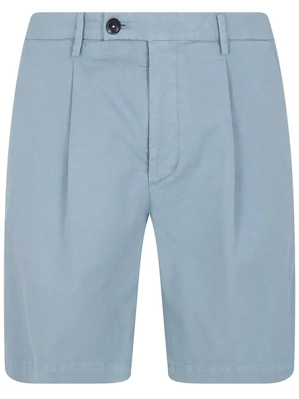 MICHAEL COAL Cotton & Linen Bermuda Trousers - Blue