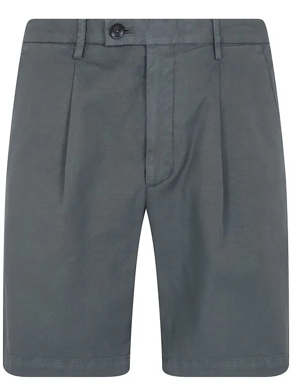 MICHAEL COAL Cotton & Linen Bermuda Trousers - Green