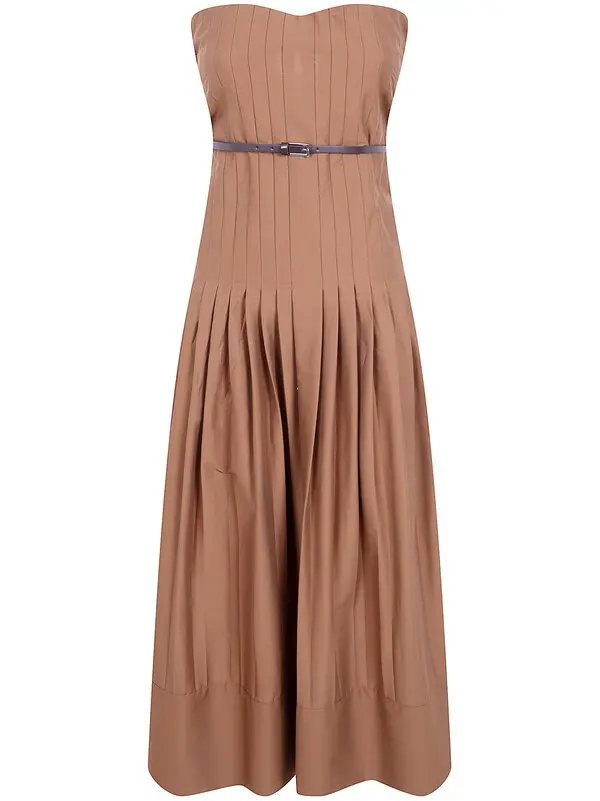 SEMICOUTURE Cotton Popeline Midi Dress With Belt