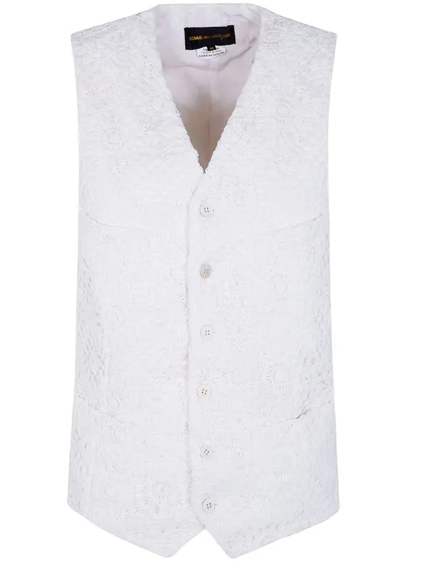 Comme Des Garçons Classic Gilet With Lace Detail - White