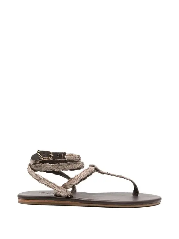 ANCIENT GREEK SANDALS Kalamida Flat Sandals With Braided Raffia Straps