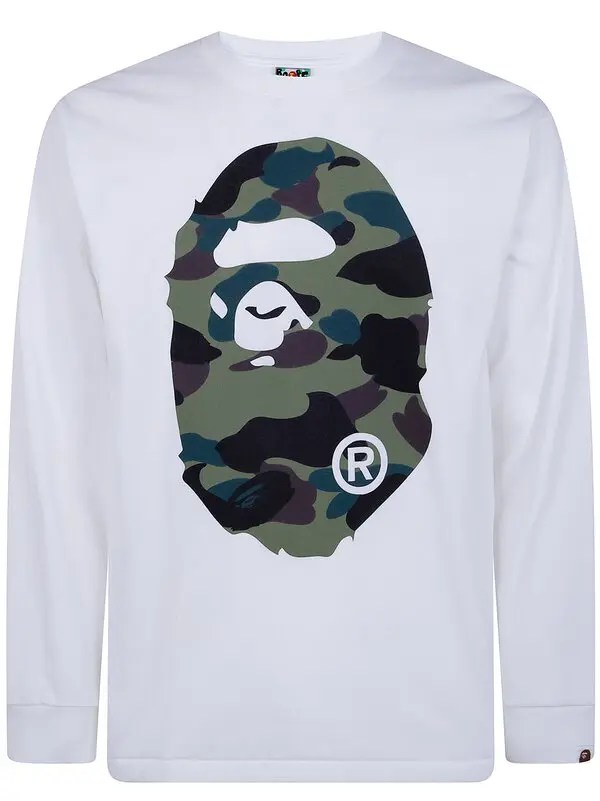 A BATHING APE 1st Camo Big Ape Head Long Sleeve T-shirt - White