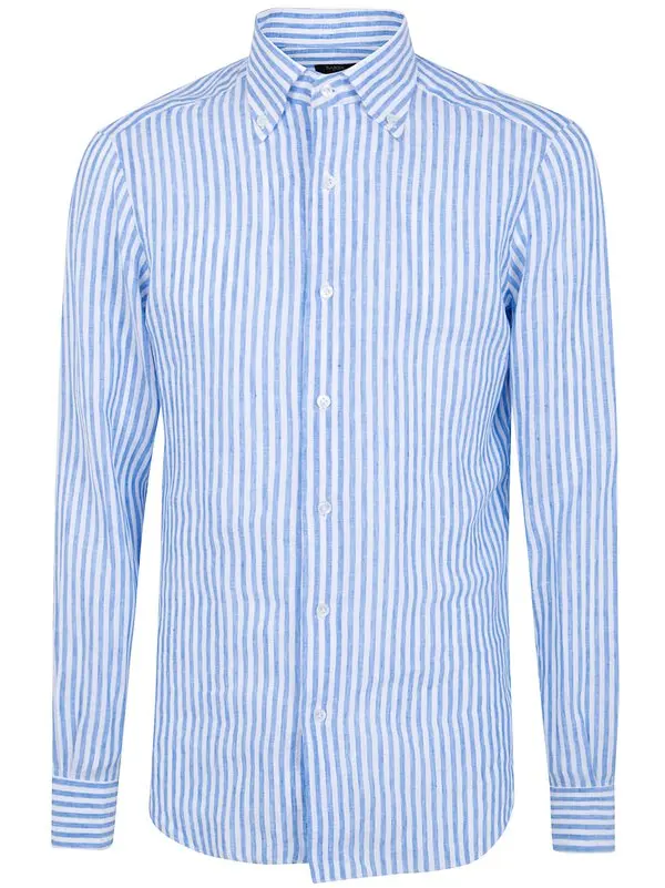 BARBA NAPOLI Classic Linen Large Stripes Shirt