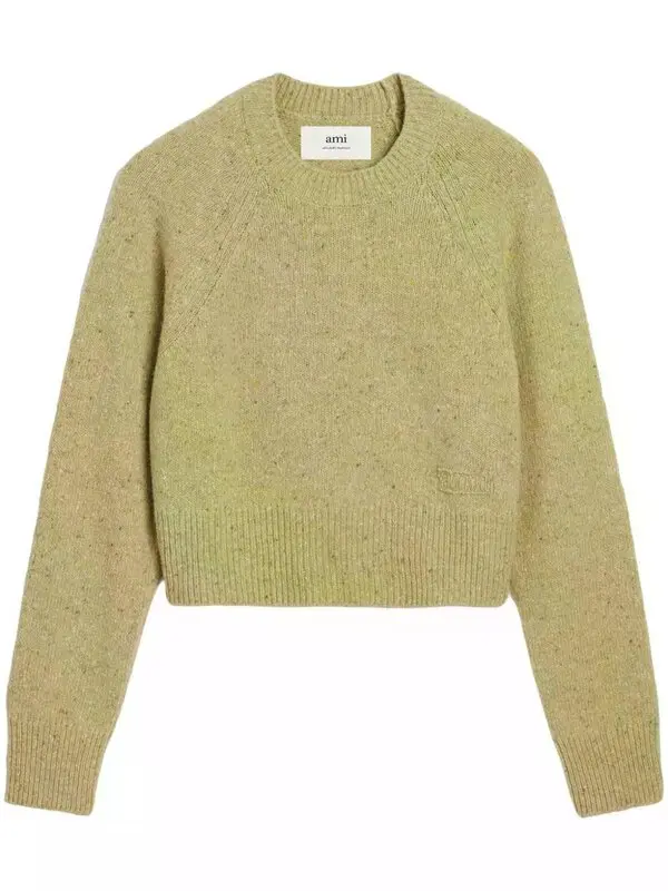 AMI Paris Embroidered Virgin Wool Blend Crew Neck Jumper