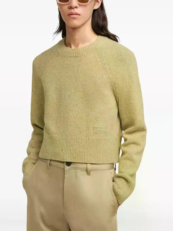 AMI Paris Embroidered Virgin Wool Blend Crew Neck Jumper