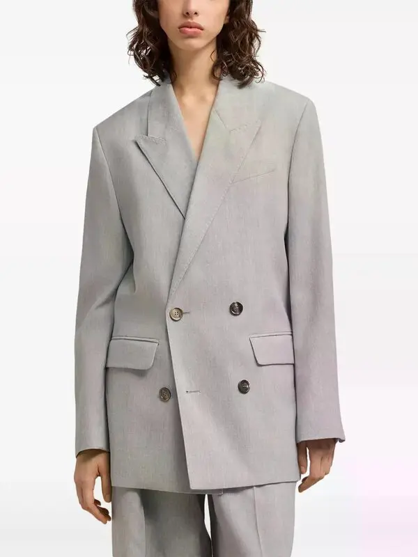 AMI Paris Double-breasted Virgin Wool Blazer - Grey