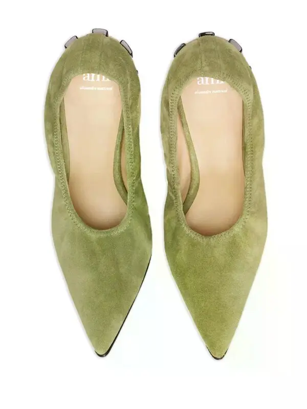AMI Paris Calf Suede Pointed Toe Pumps