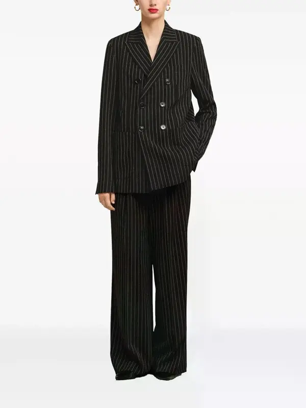 AMI Paris Pinstripe Double-breasted Blazer - Black