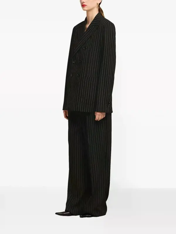 AMI Paris Pinstripe Double-breasted Blazer - Black