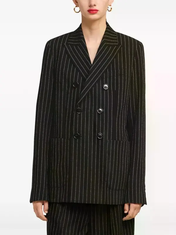 AMI Paris Pinstripe Double-breasted Blazer - Black