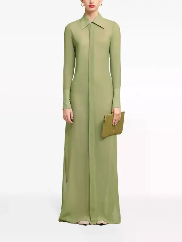 AMI Paris Floor-length Silk Shirt Dress