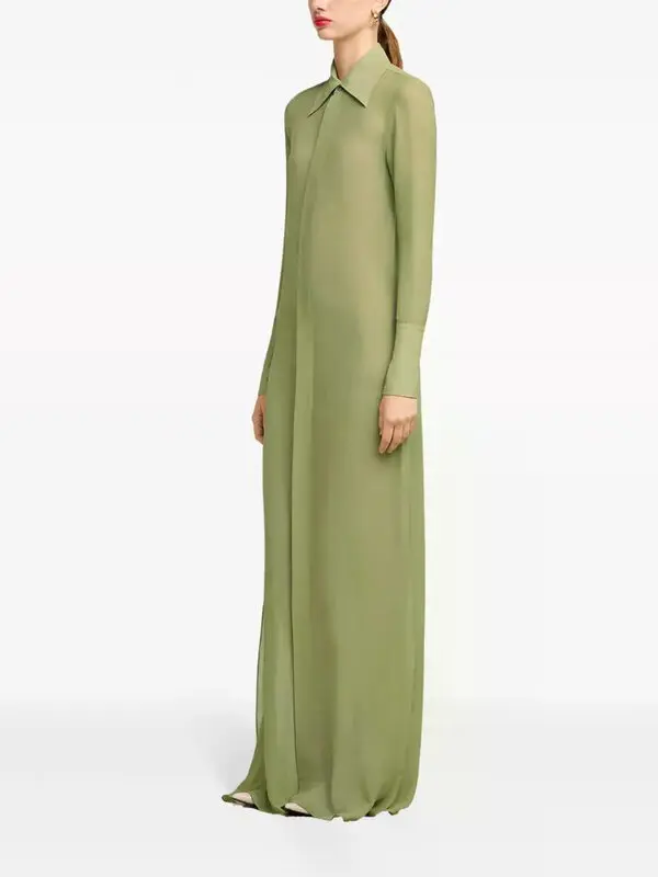 AMI Paris Floor-length Silk Shirt Dress