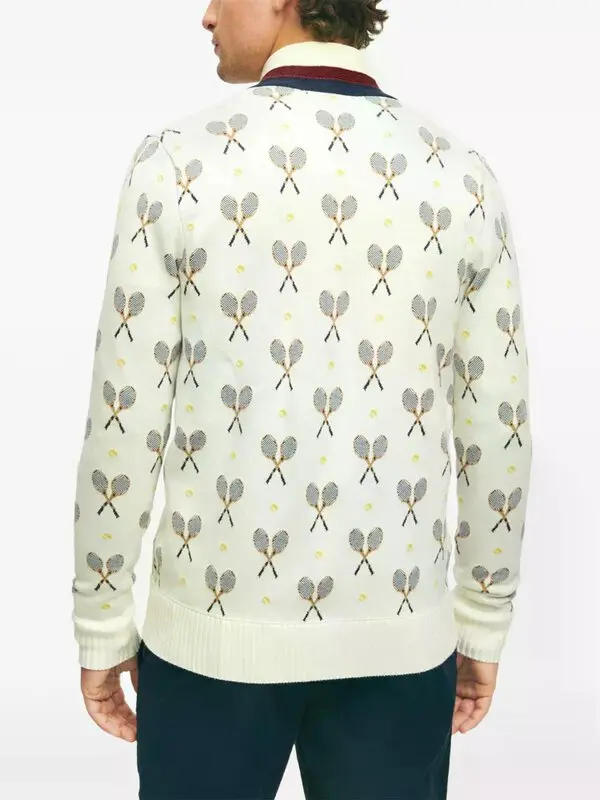 Brooks Brothers Racquet Jacquard V-neck Cardigan