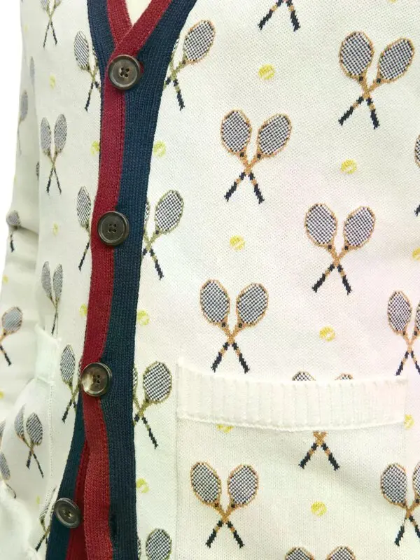 Brooks Brothers Racquet Jacquard V-neck Cardigan