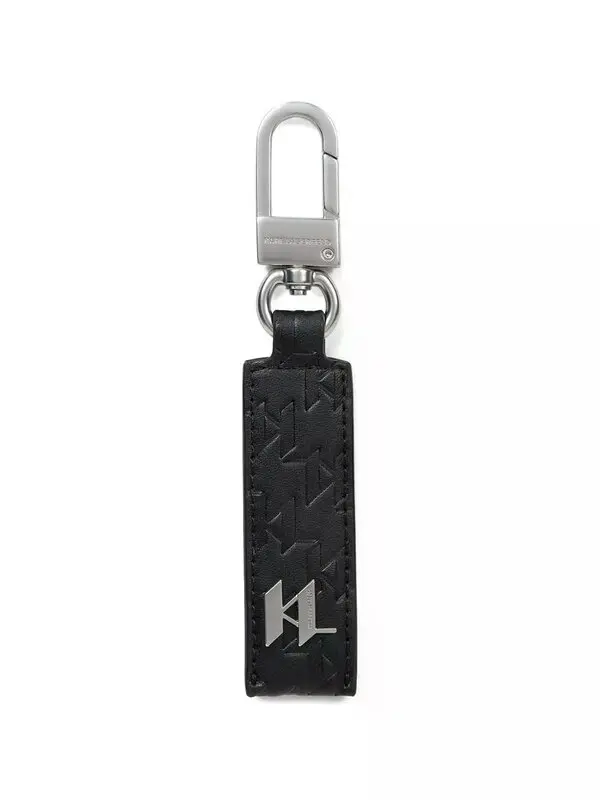 Karl Lagerfeld Monogram-embossed Logo-plaque Keychain - Black