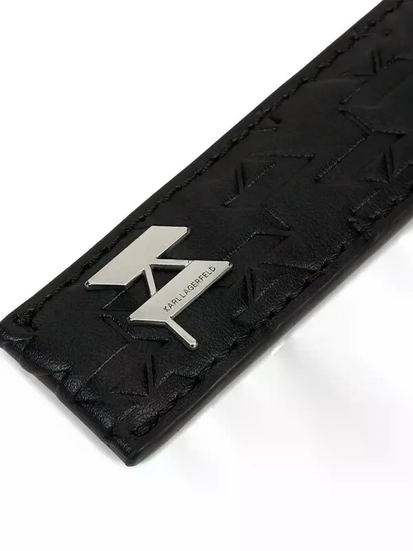 Karl Lagerfeld Monogram-embossed Logo-plaque Keychain