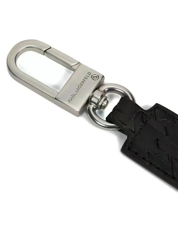 Karl Lagerfeld Monogram-embossed Logo-plaque Keychain