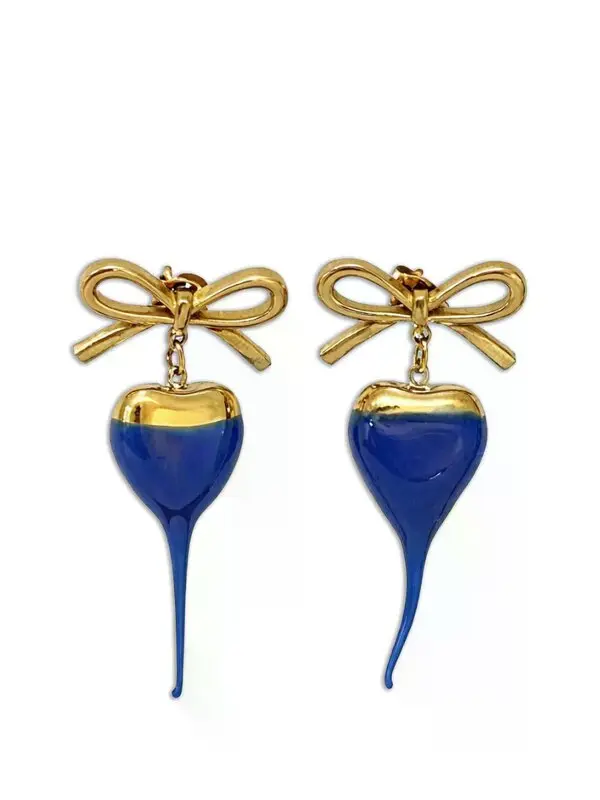 Ottolinger Bow Detail Heart Drop Earrings - Gold