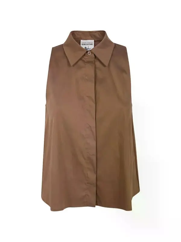 SEMICOUTURE Sleeveless Shirt With Box Pleat