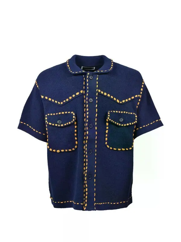 PHINGERIN Contrast-stitch Knitted Shirt