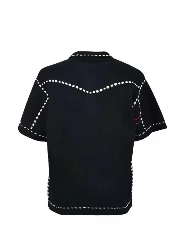 PHINGERIN Short-sleeved Contrast Stitch Shirt