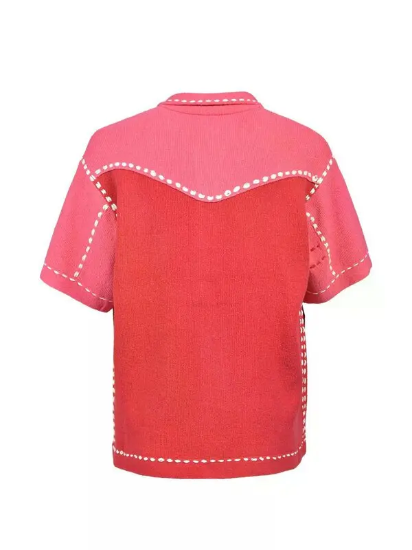 PHINGERIN Whipstitch Trim Knitted Shirt
