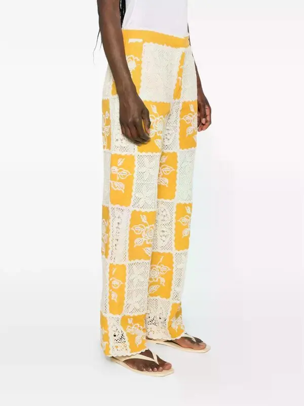 Farm Rio Crochet-knit Patchwork Trousers