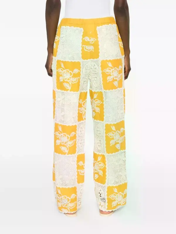 Farm Rio Crochet-knit Patchwork Trousers