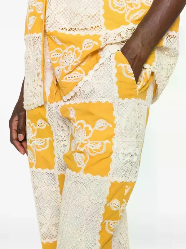 Farm Rio Crochet-knit Patchwork Trousers
