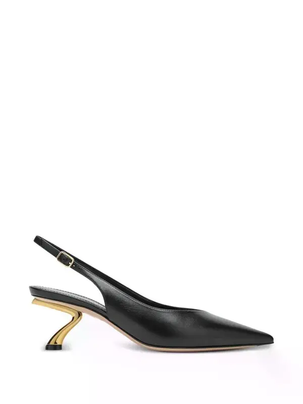 FERRAGAMO S-shaped Heel Slingback Pumps - Black