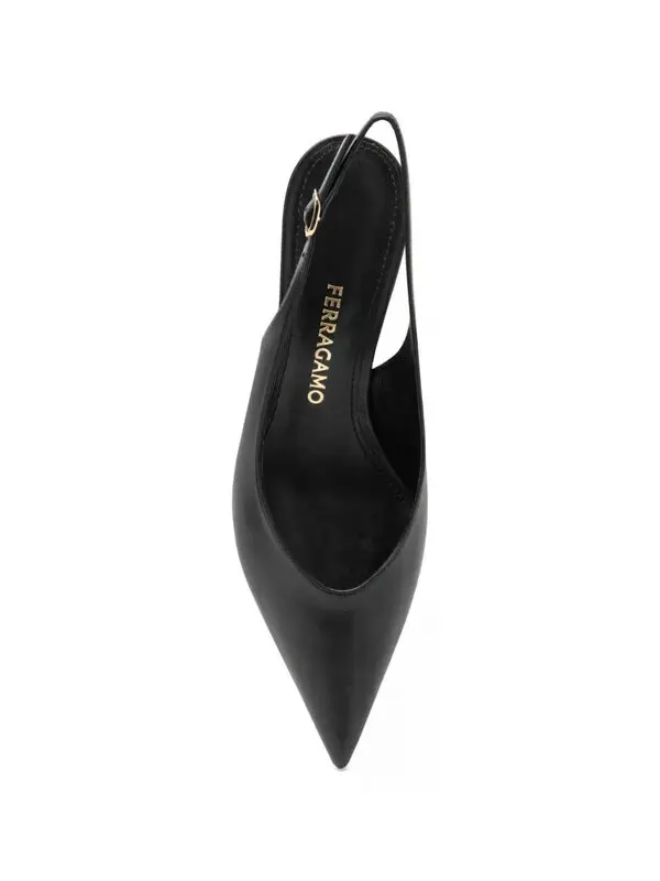 FERRAGAMO S-shaped Heel Slingback Pumps - Black