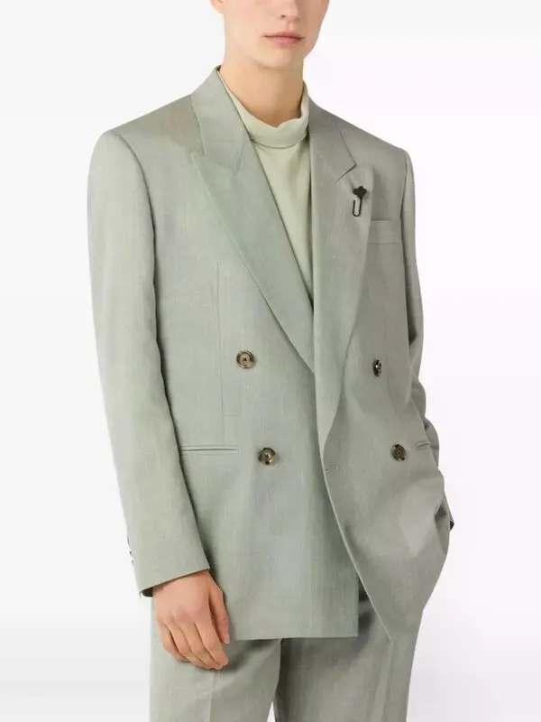 LARDINI Double-breasted Textured Blazer