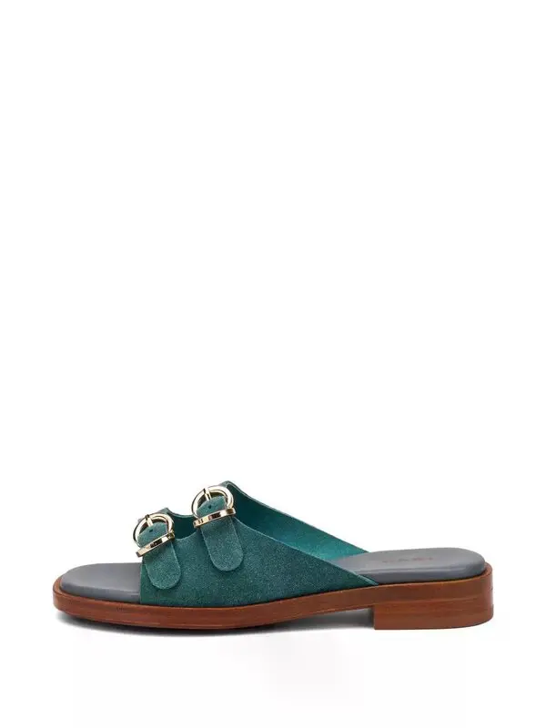 FRAU Double-buckle Suede Flat Sandals