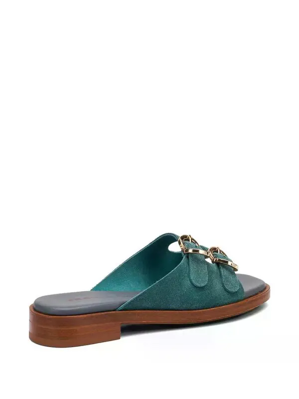 FRAU Double-buckle Suede Flat Sandals