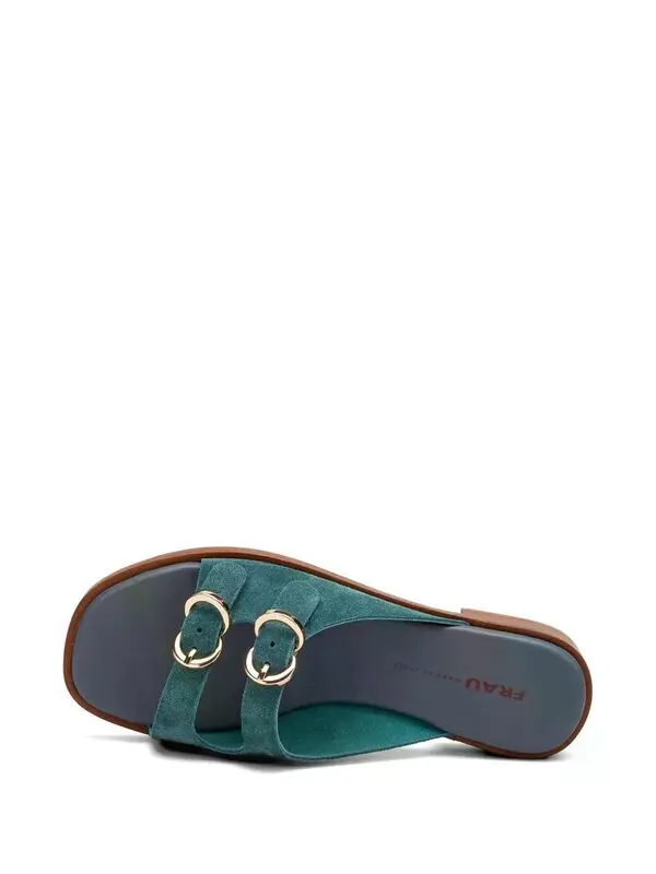 FRAU Double-buckle Suede Flat Sandals