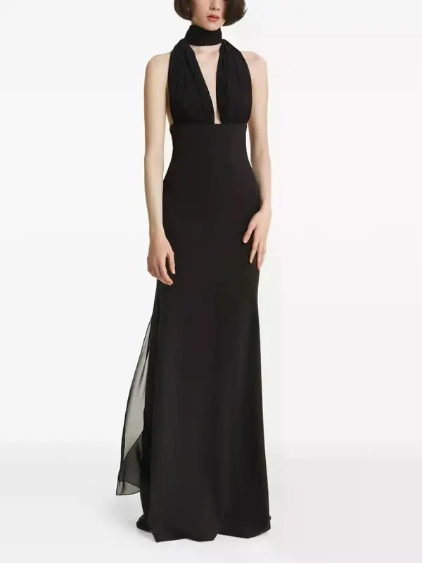 2310 STUDIO Halterneck Draped Panel Maxi Dress