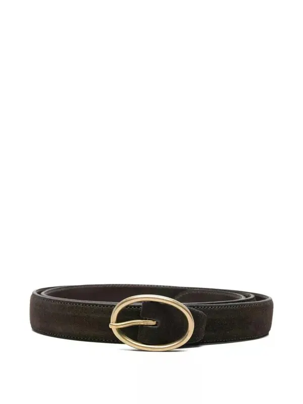 ALBERTO LUTI Suede Oval-buckle Belt - Brown
