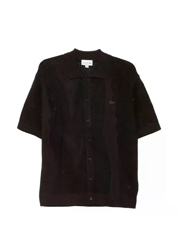 Lacoste Crochet-knit Short-sleeved Sweater - Brown