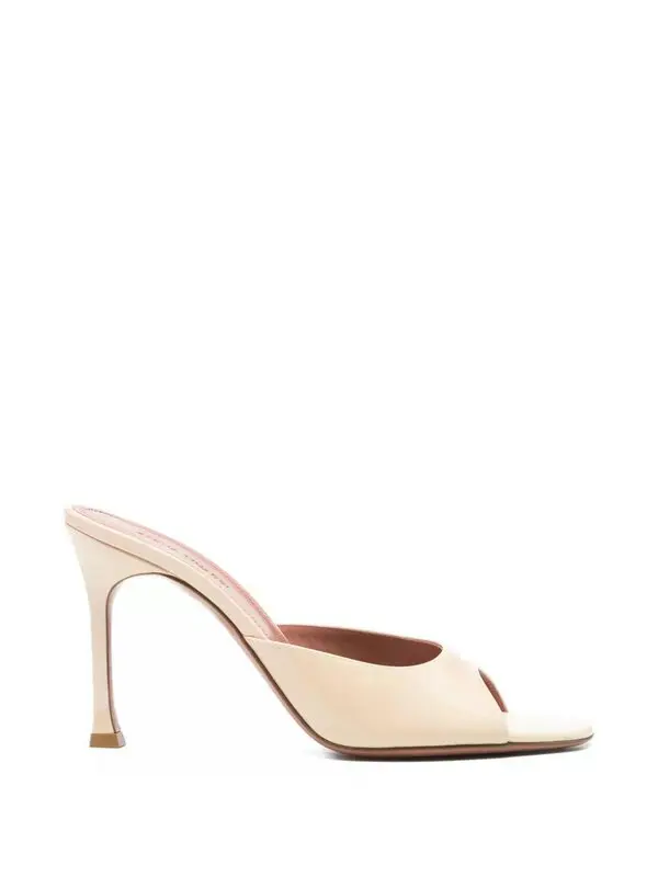 Amina Muaddi Alexa Patent Leather Mules - Neutrals